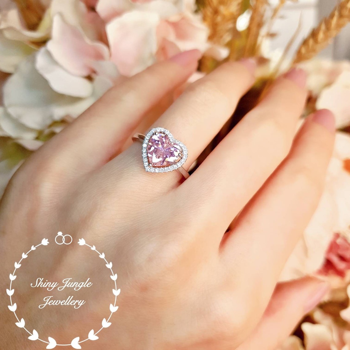 Halo Heart Shaped Pink Diamond Ring 2 Carats 88 Mm Vivid | Etsy