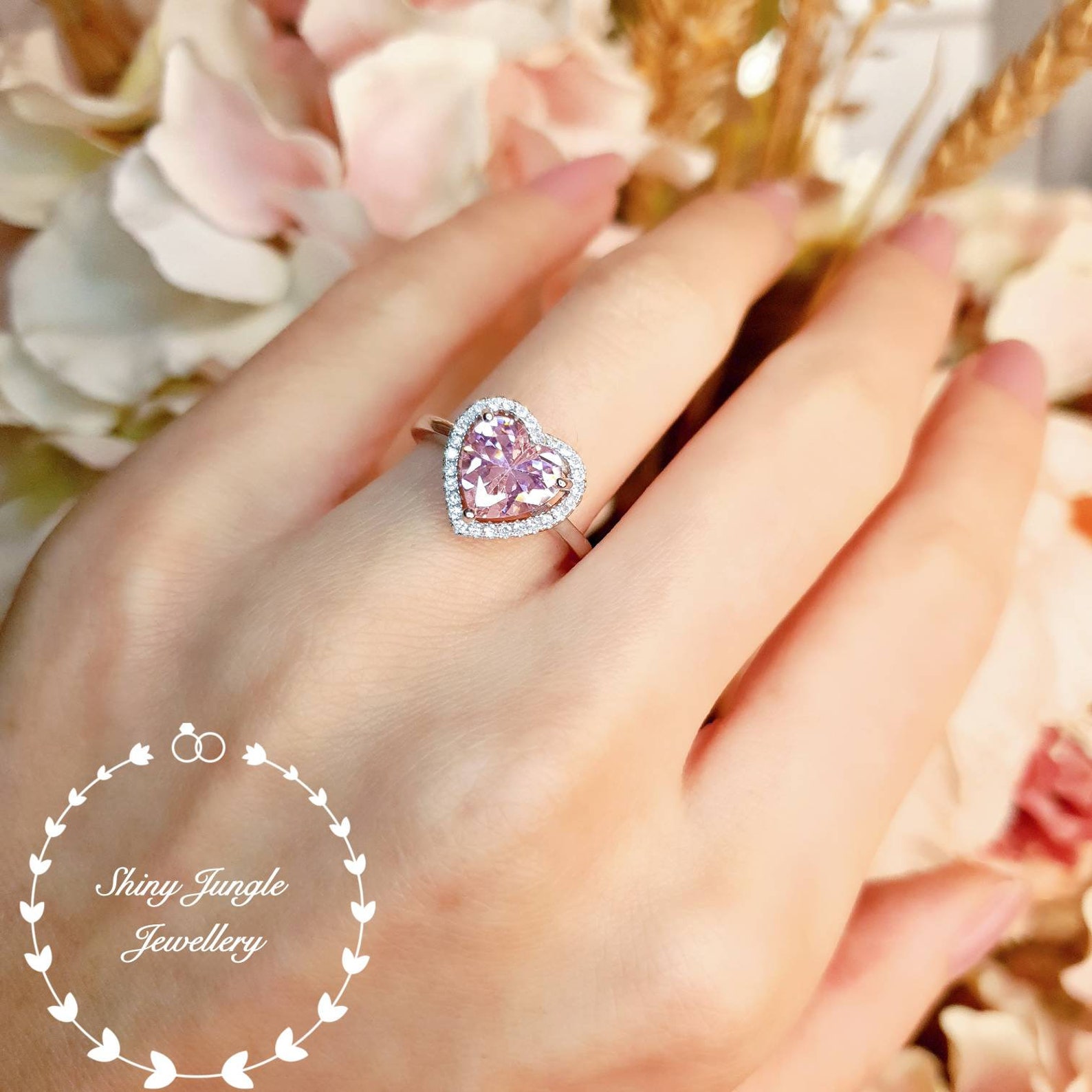 Halo Heart Shaped Pink Diamond Ring, 2 Carats 8*8 Mm Vivid Pink Diamond ...