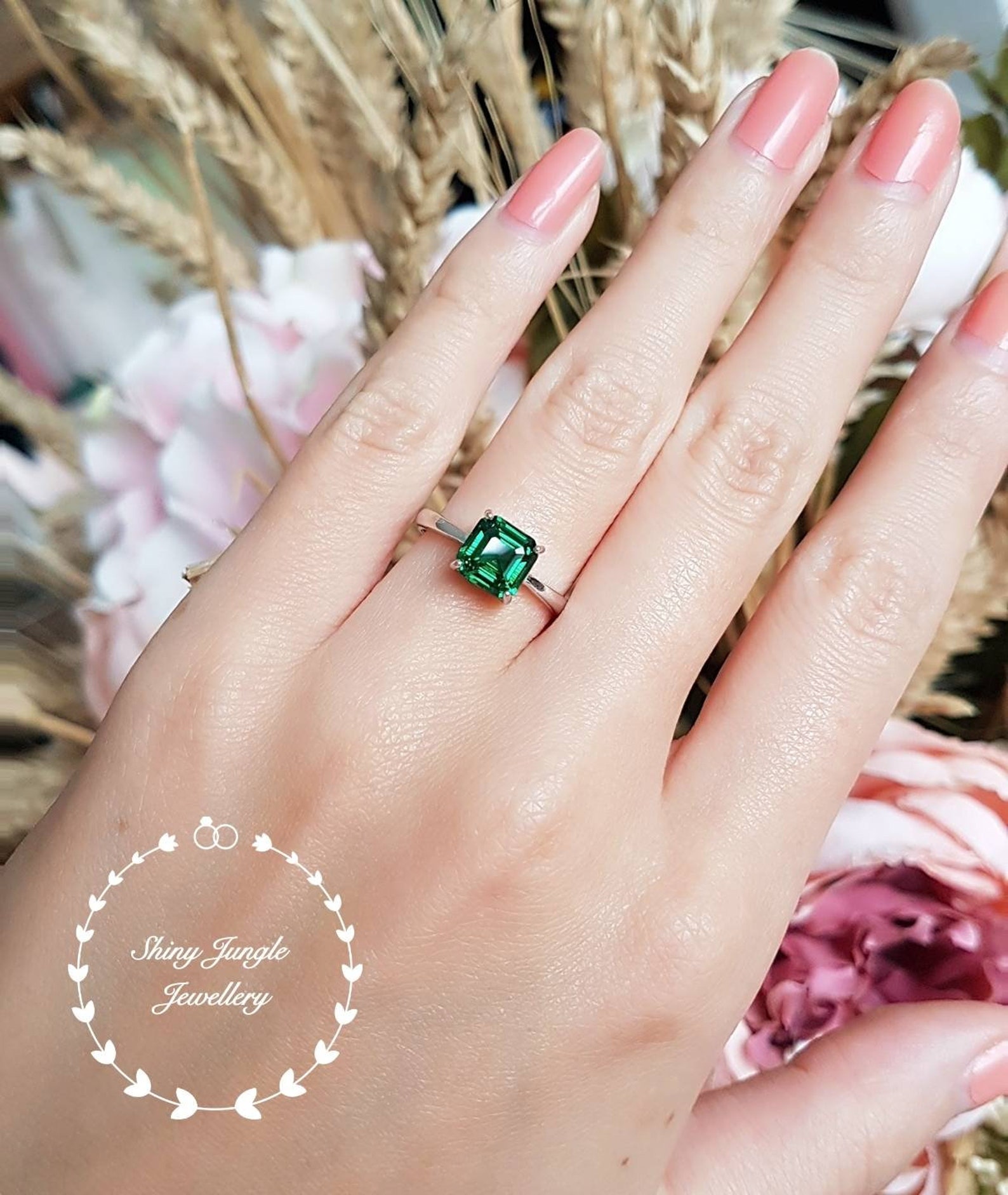 Asscher Cut Emerald Ring 1.5 Ct 77 Mm Square Emerald Cut - Etsy UK