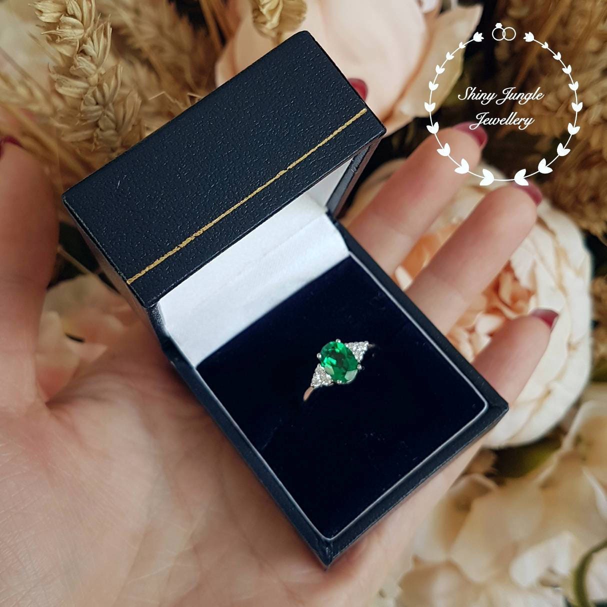 Oval emerald ring, 2 Carats 6*8 mm Oval Cut Three Stone Style Emerald ... Oval emerald ring, 2 Carats 6*8 mm Oval Cut Three Stone Style Emerald ...