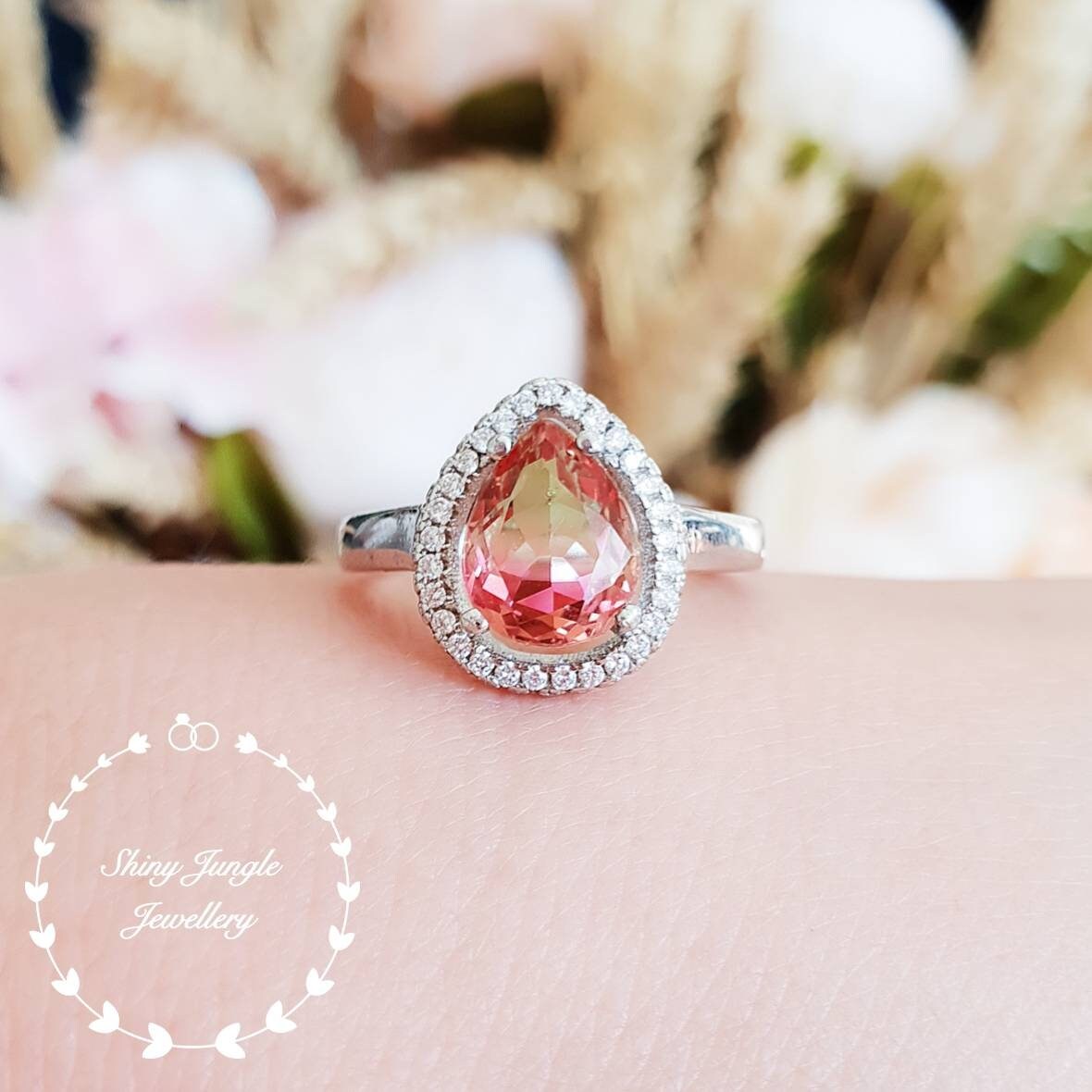 Watermelon tourmaline ring, bi-color tourmaline ring, green tourmaline ...