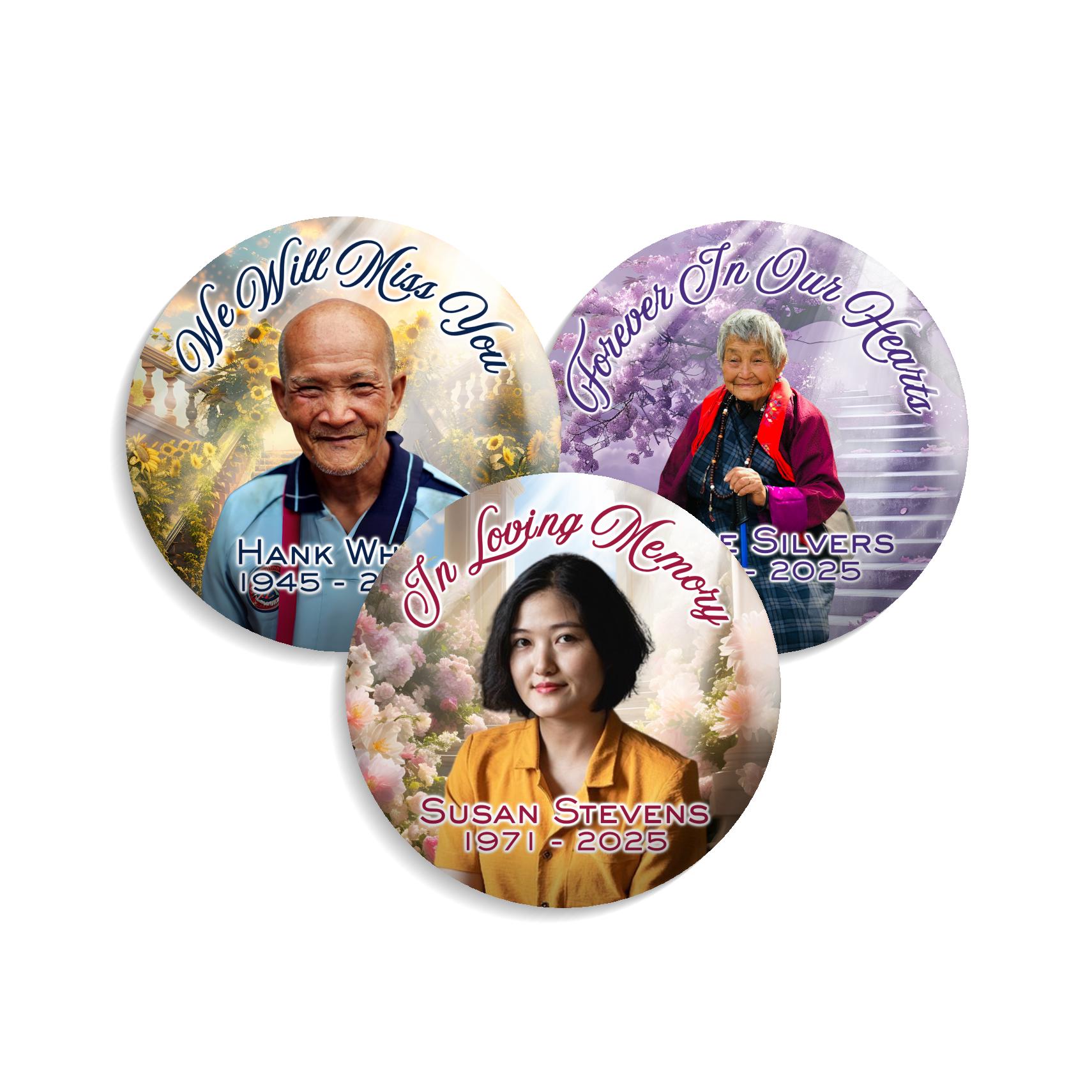 Personalized Photo Button Pin Funeral Favor for Guests - Heavenly ...