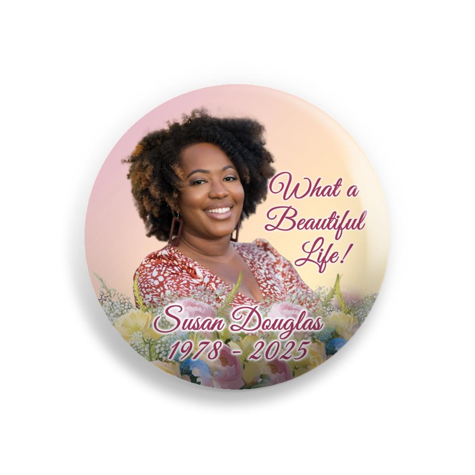 Custom Memorial and Funeral Button Pins - Floral Designs - Etsy