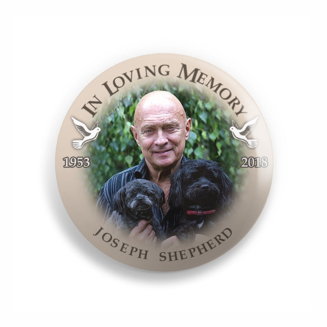 In Loving Memory With Doves Memorial Button Pins or Memorial Magnets ...