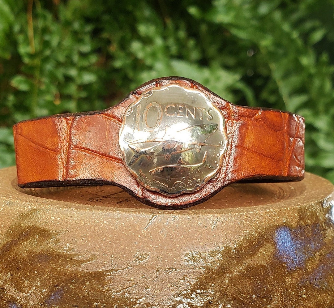 Leather Bracelet With Bahamian Coin - Etsy