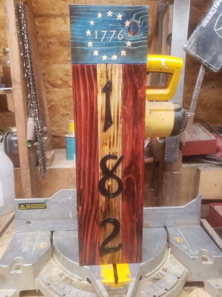 American Flag House Number Sign - Etsy