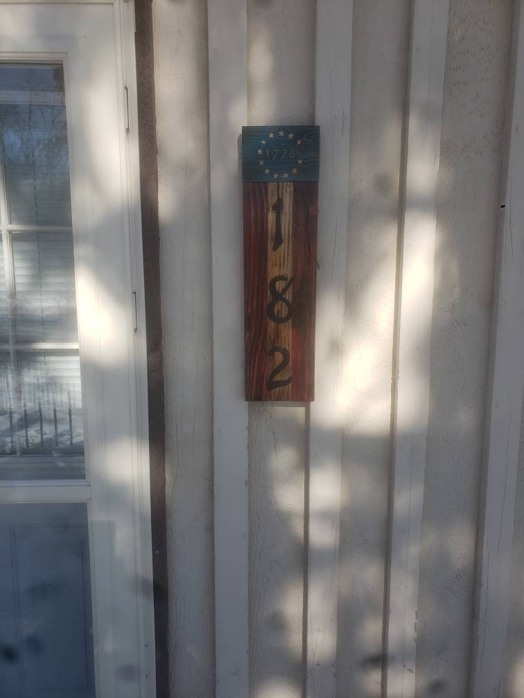 American Flag House Number Sign - Etsy