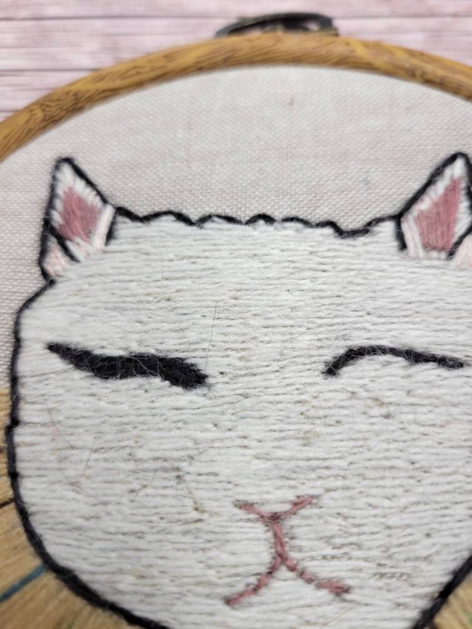 Hand Embroidered Cat Hoop Art: Crewel Embroidery Wall Hanging - Etsy