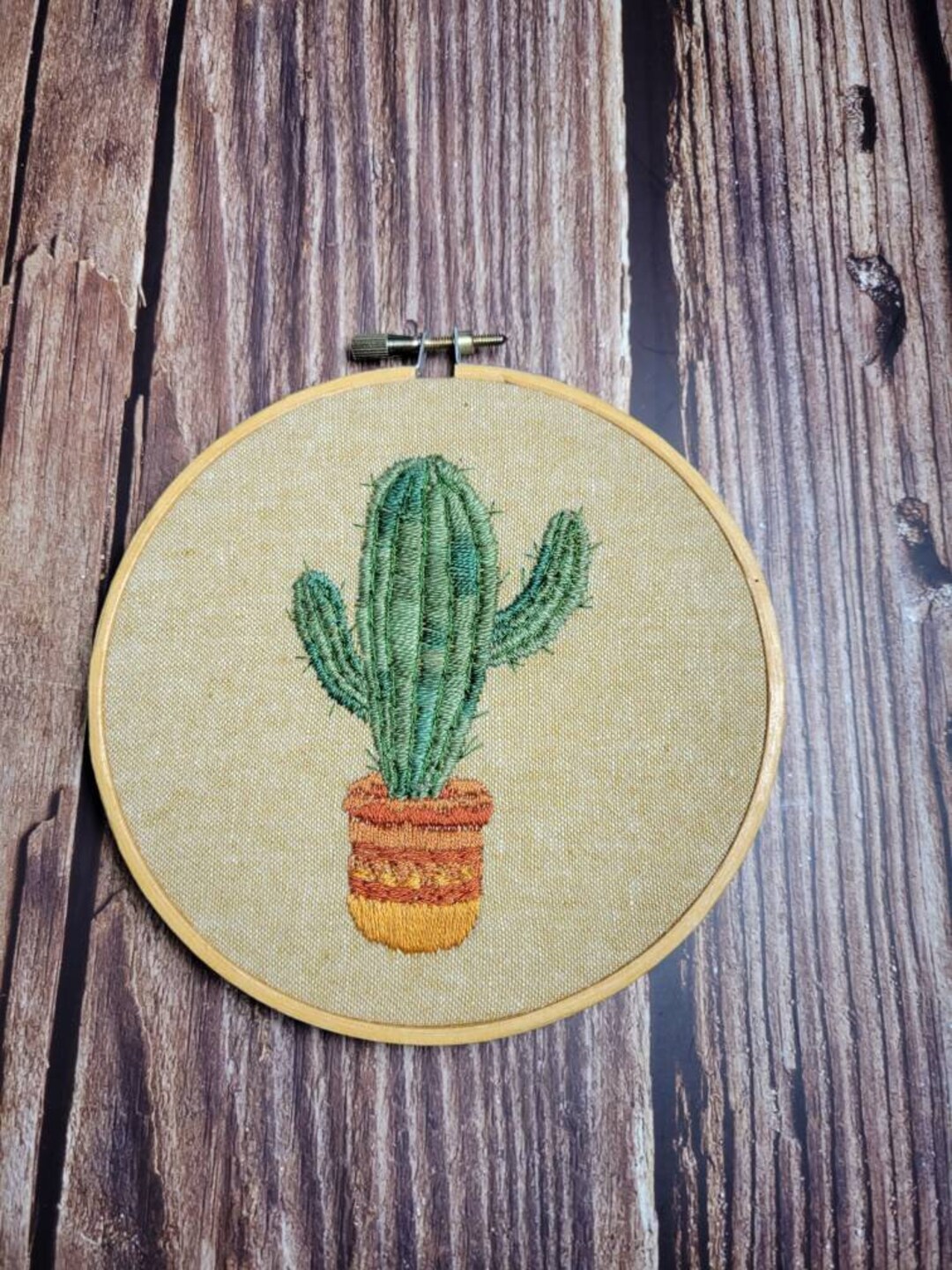 Embroidery Art- Embroidery Wall Hanging- Cactus Hoop Art- Finished ...