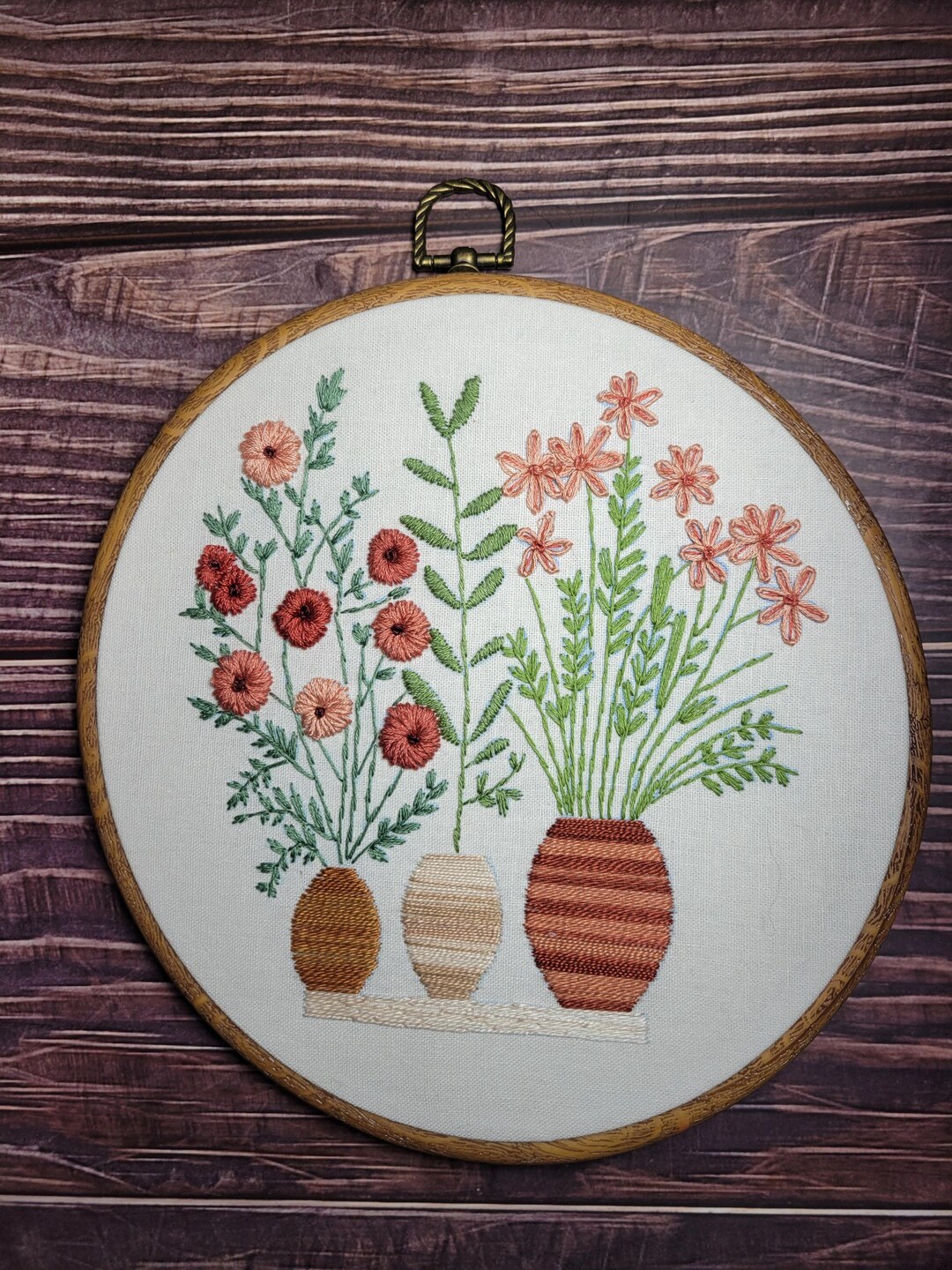 Embroidery Art- Embroidery Wall Hanging- Flower Hoop Art- Finished ...