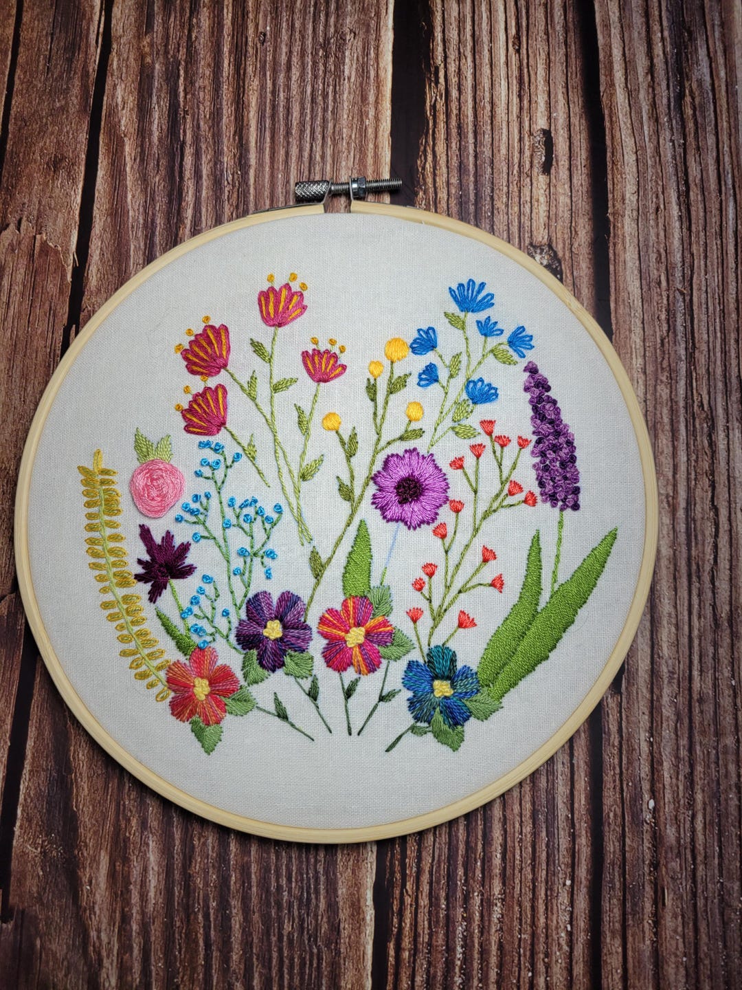 Embroidery Art- Embroidery Wall Hanging- Flower Hoop Art- Finished ...