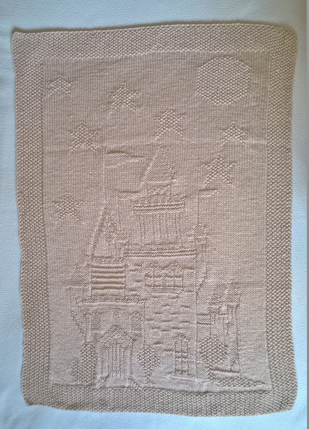 Gray Handmade Knitted Castle Fort Pattern Blanket for Baby - Etsy