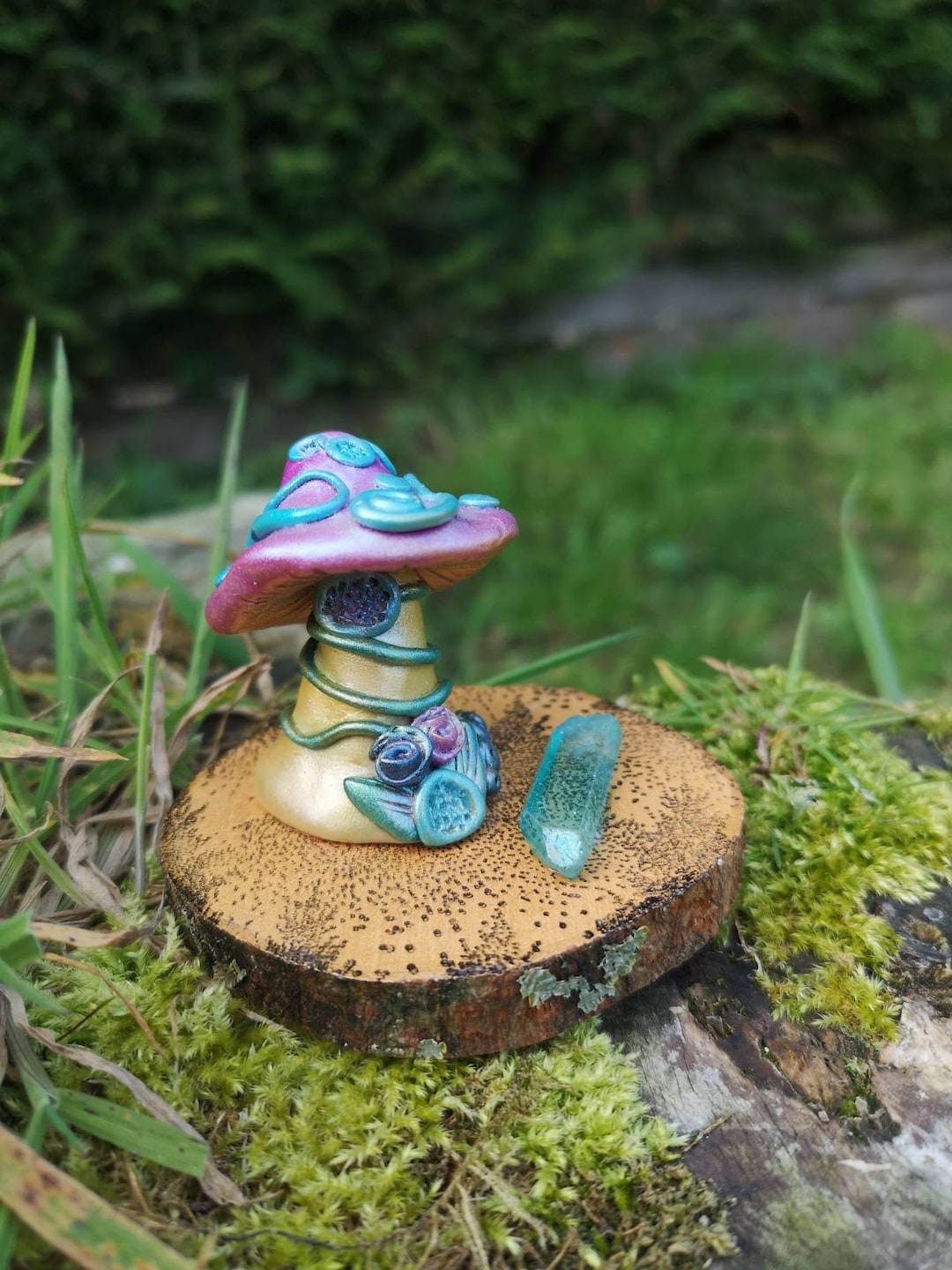 Handmade Fimo Clay Mushroom and Crystal Ornament Toadstool - Etsy