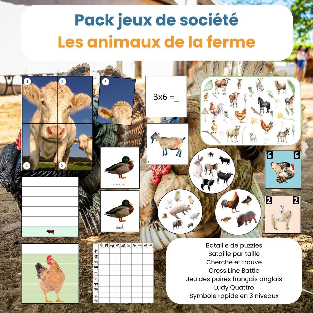 Farm Animals Board Game Pack - Etsy