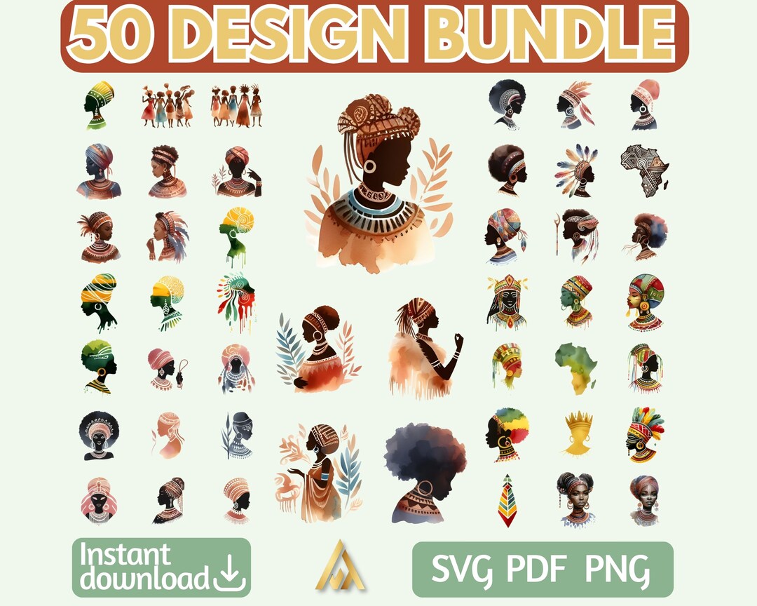 Black History Bundle SVG, PNG Clipart Set, African American Art, Black ...