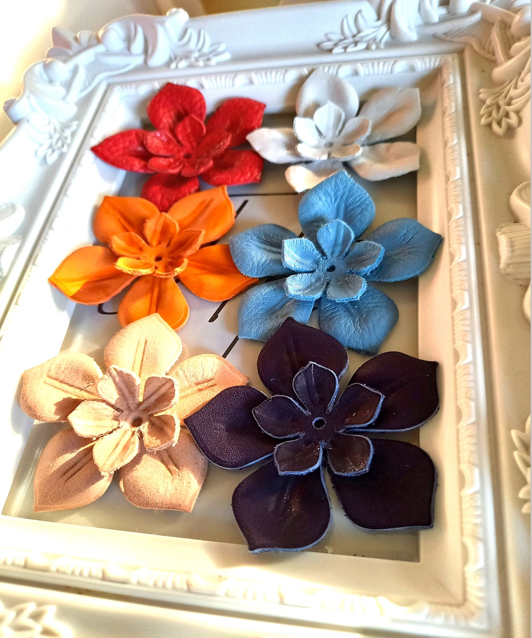 71 Colors to Choose From; Handmade Leather Flowers in Several Colors ...