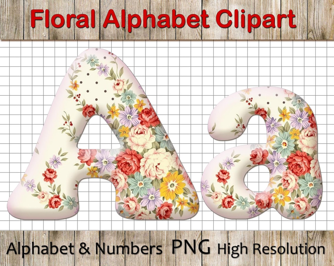 Floral Alphabet Clipart: Flower Clip Art Flower Letters | Etsy