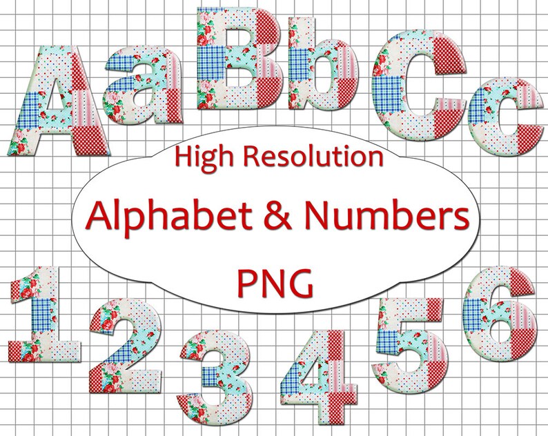 Patchwork Alphabet Clipart: Patchwork Clip Art | Etsy