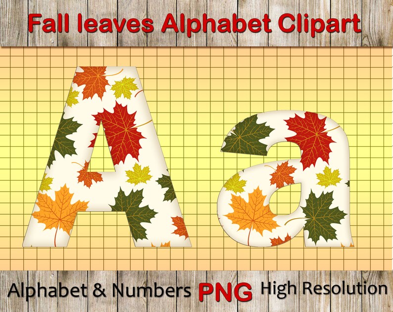 Autumn Alphabet Clipart Fall Leaves Alphabet Clip Art Maple | Etsy
