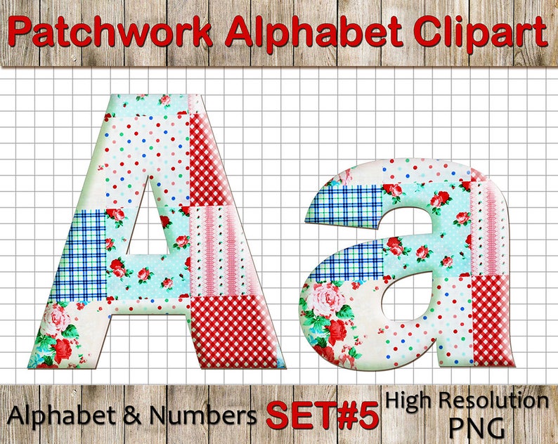 Patchwork Alphabet Clipart: Patchwork Clip Art Patchwork | Etsy