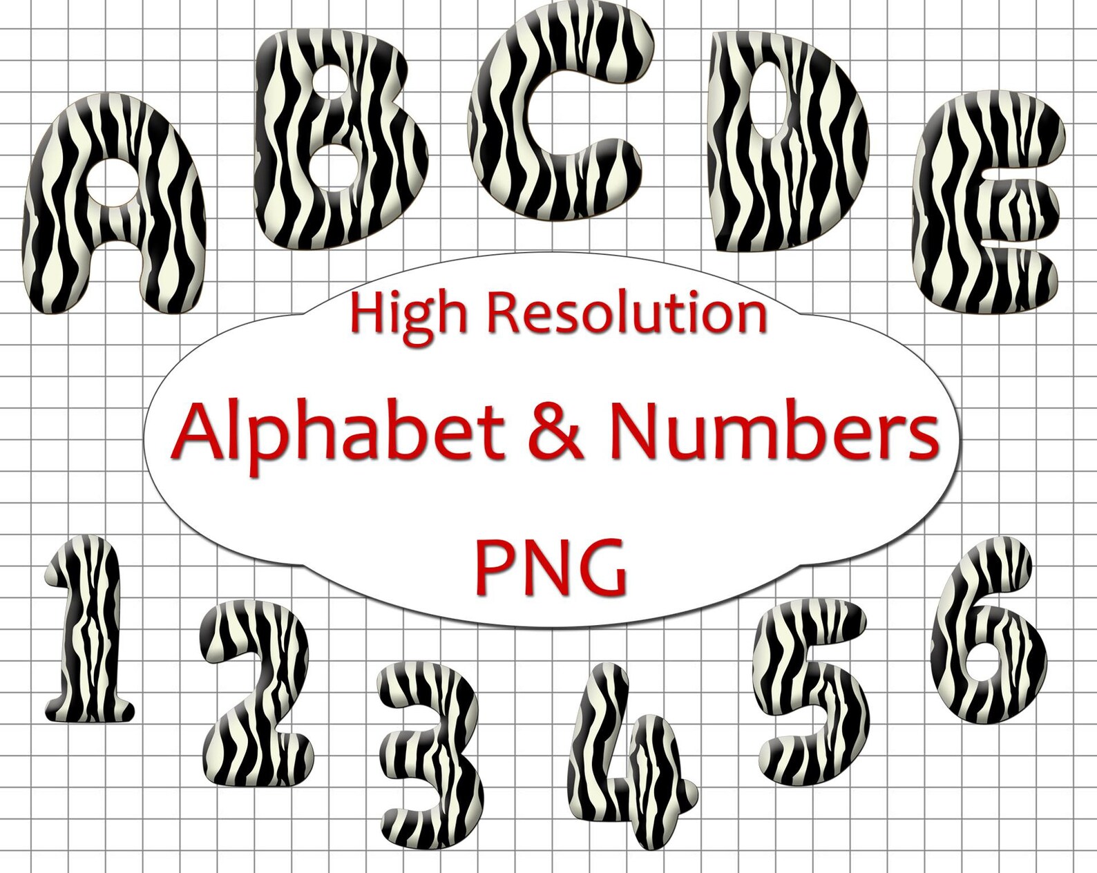 Animal Print Alphabet Clipart Zebra Print Letters ABC Zebra | Etsy