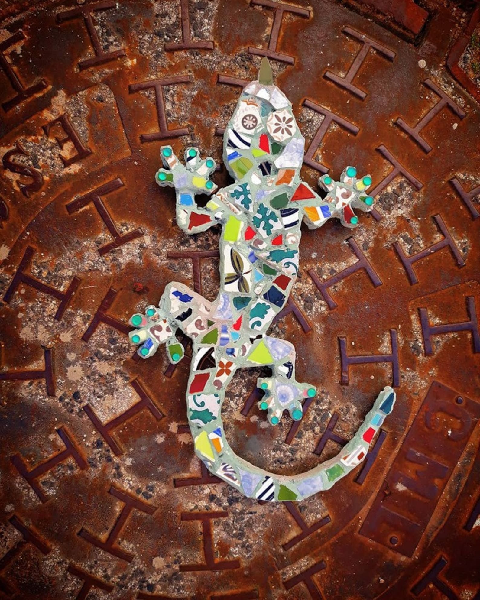 Mosaic Gecko Mosaic Lizard Mosaic Salamander Mosaic Reptile Colorful Mosaic Gecko - Etsy