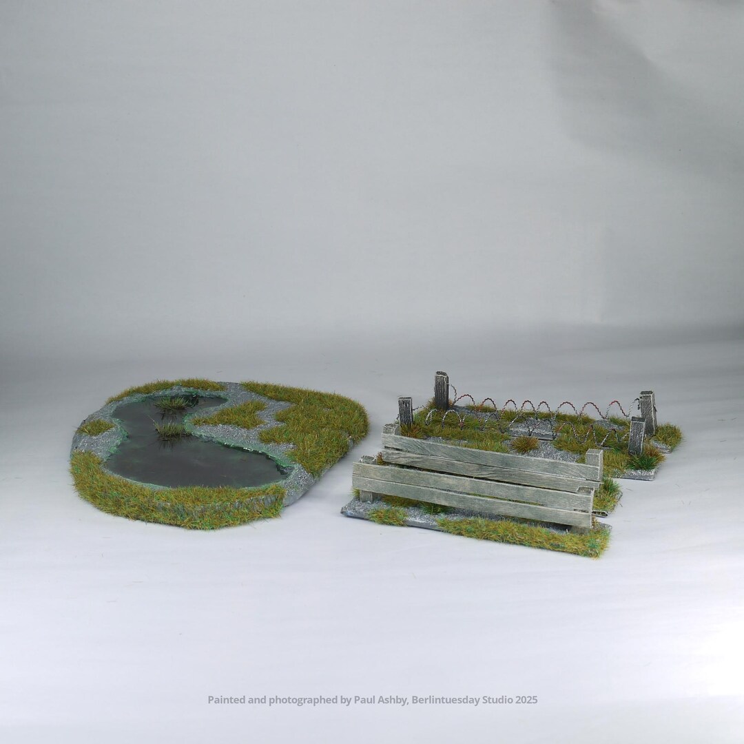 Small Pool + Barriers (5 Pce) - Handmade Wargame Terrain - Scenery ...