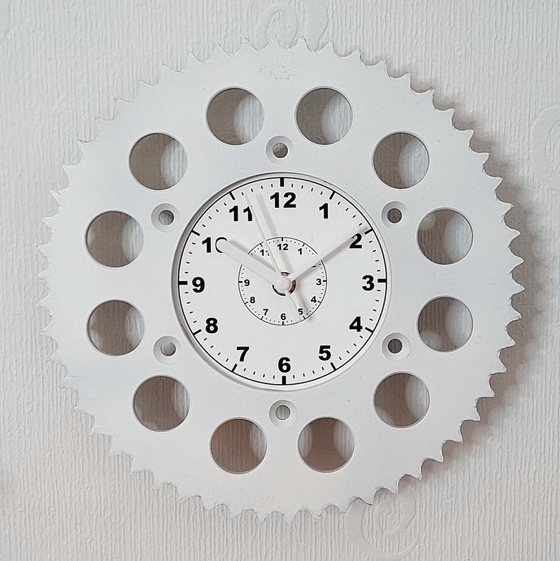 White Clock, Wall Clock, Dirt Bike Sprocket Motorbike Clock. - Etsy