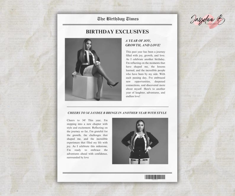 Birthday Newspaper Template, Printable Large Newspaper for Birthday ...