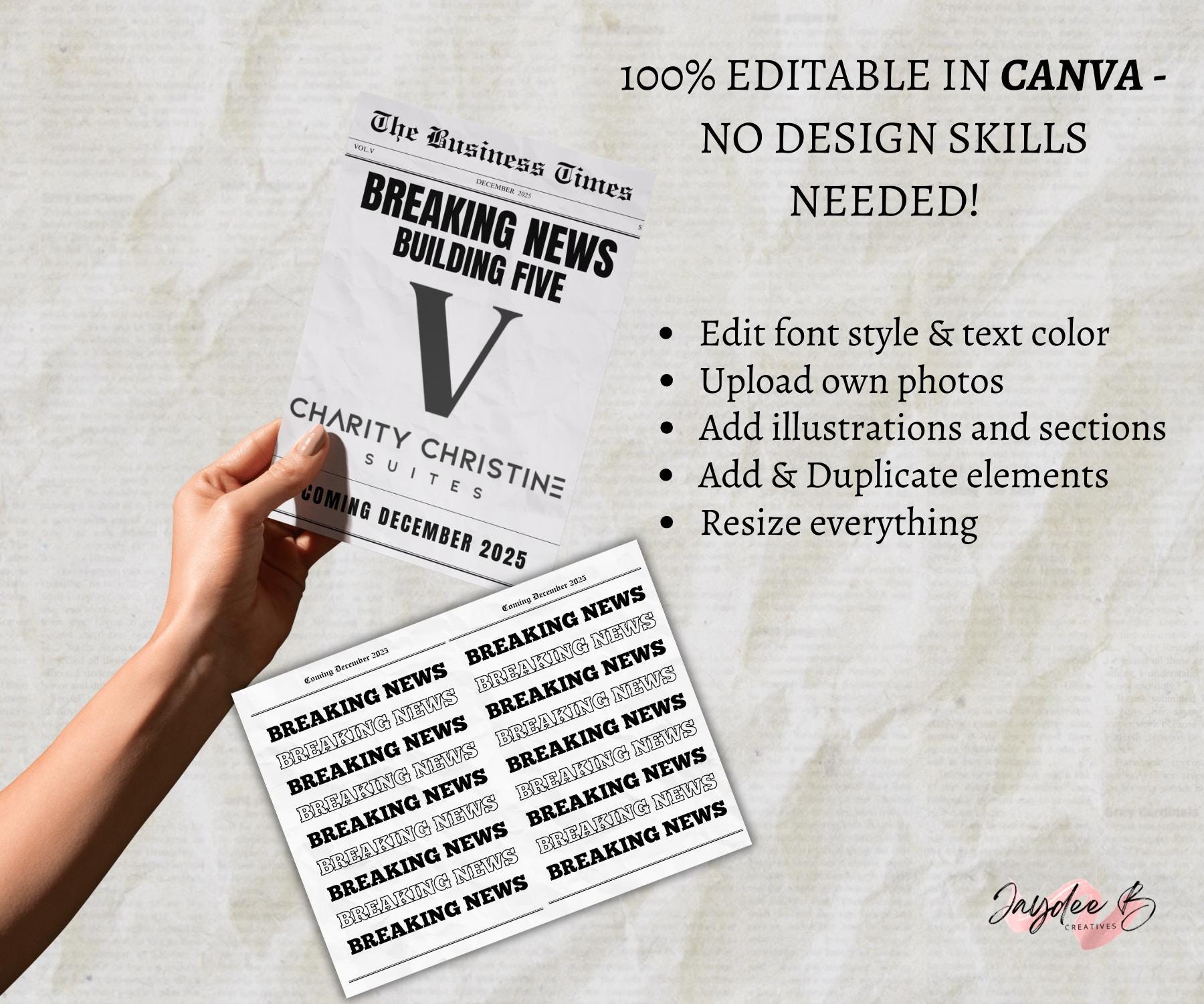 Grand Opening Business Branding Newspaper Template, DIY Canva Template ...