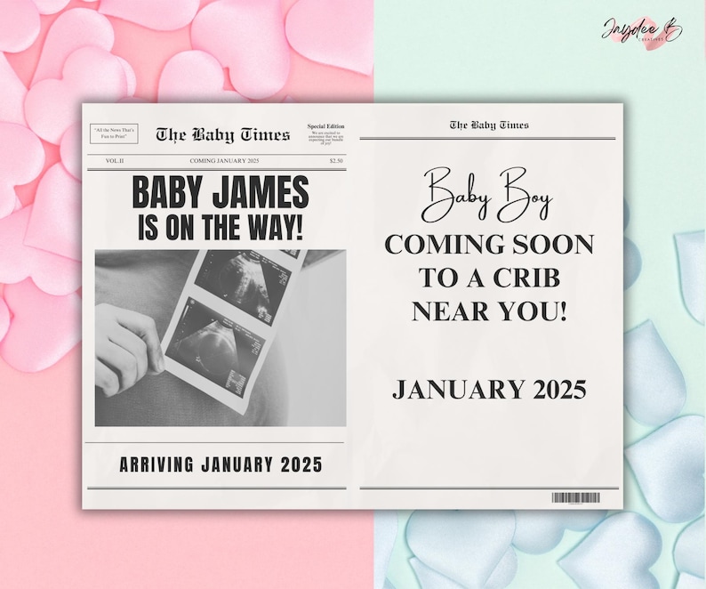 Baby Announcement Newspaper Template, Printable Large Newspaper to ...