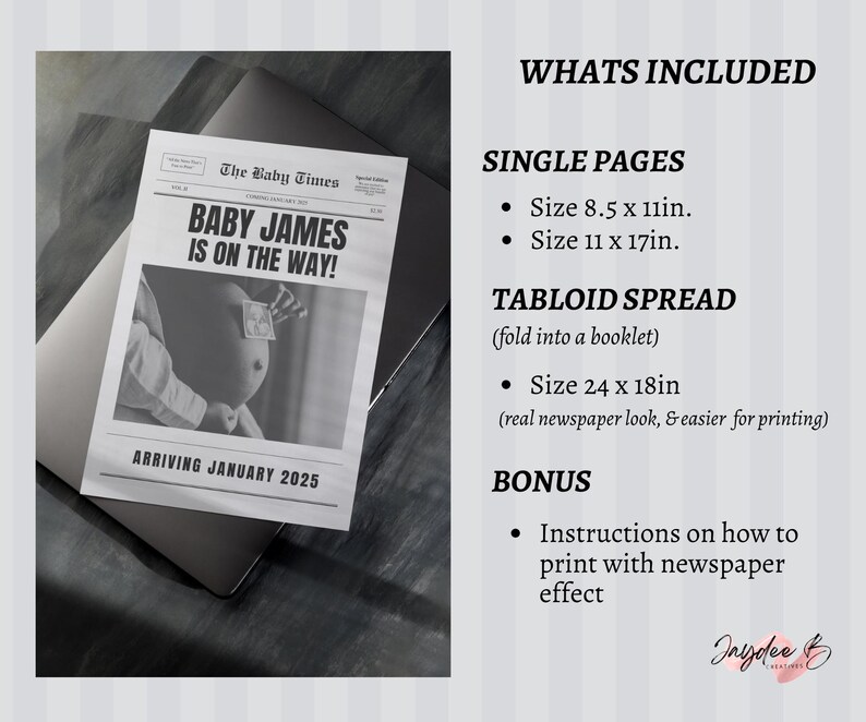 Baby Announcement Newspaper Template, Printable Large Newspaper to ...