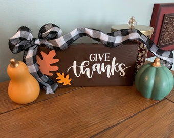 Give Thanks Wood Glitter Blocks Shelf Sitter Blocks Orange Pumpkin ...