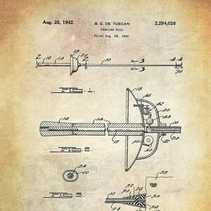 Fencing Sword 1942 Patent Fencing Foil,patent Digital Art Fencing ...