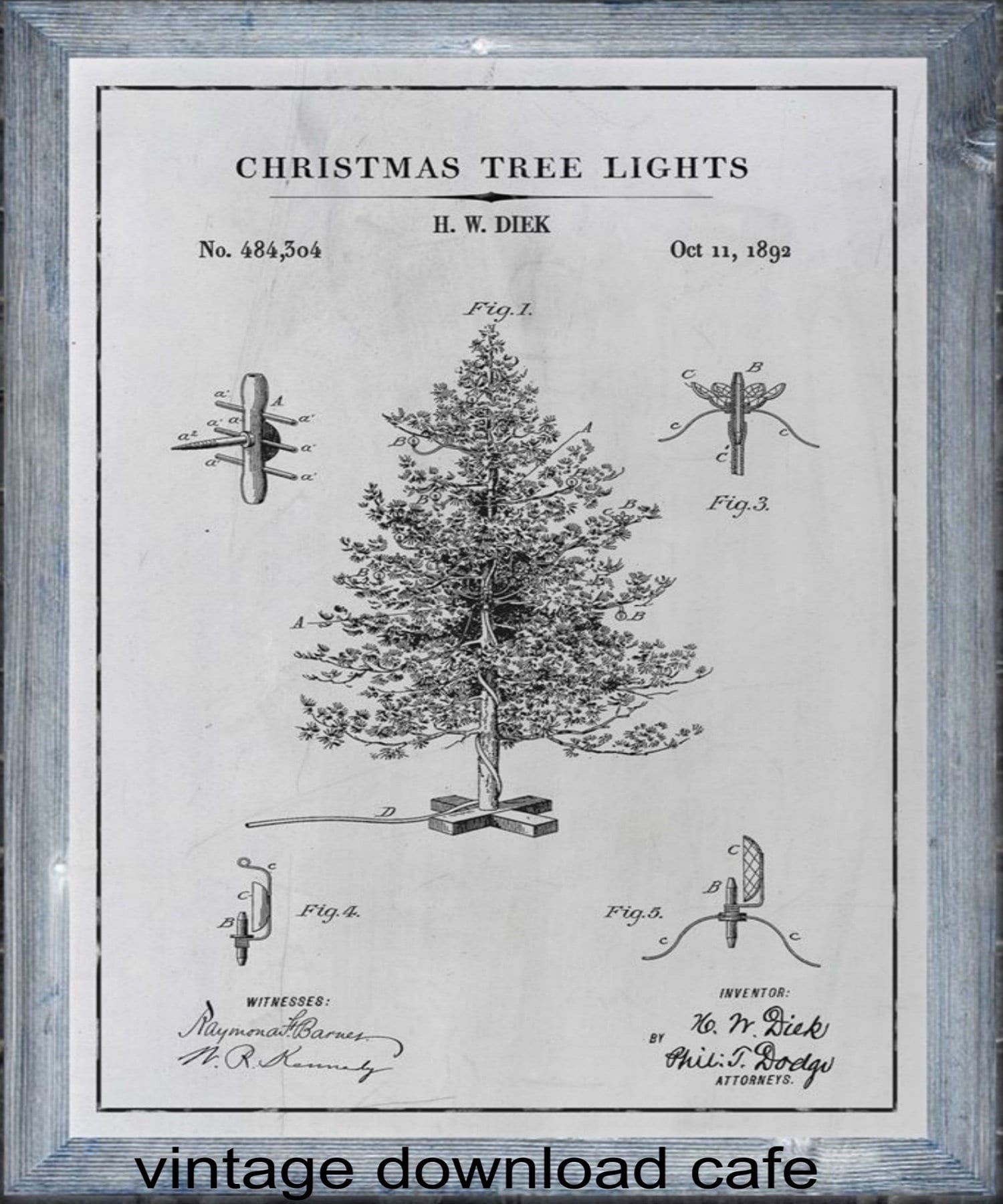 1892 Christmas Tree Light Poster Art Print, Christmas Tree,gift Forxmas ...