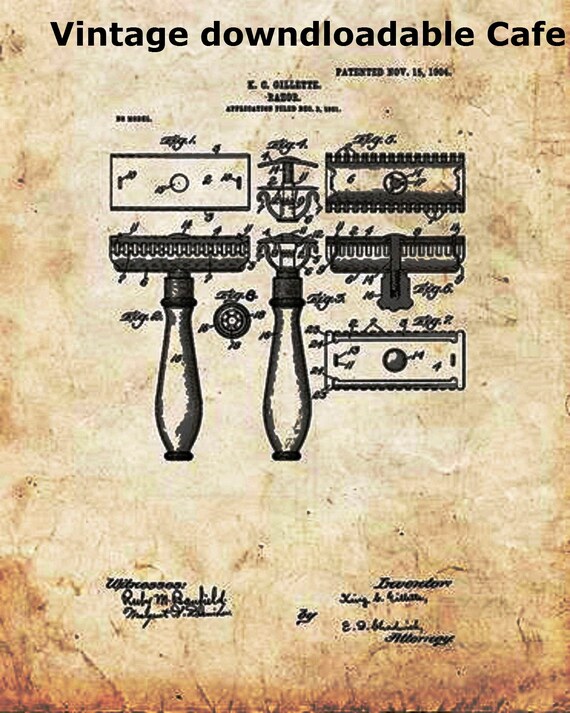 Gillette Shaving Razor Patent Print1904instant Downloadwall | Etsy
