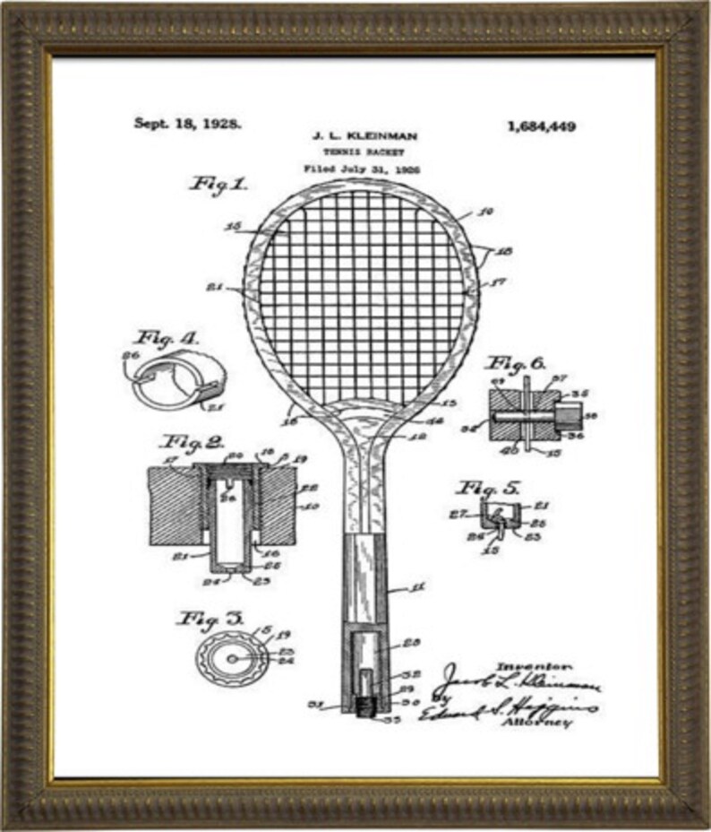 Tennis Racket Patent1928,tennis Racket Print,tennis Racket Art,tennis ...