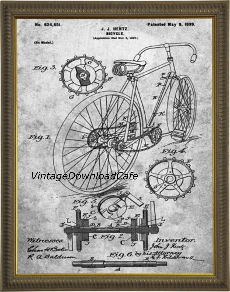 Bicycle 1899 Patent Printable Download, Bicycle Wall Art, Vintage Bike ...