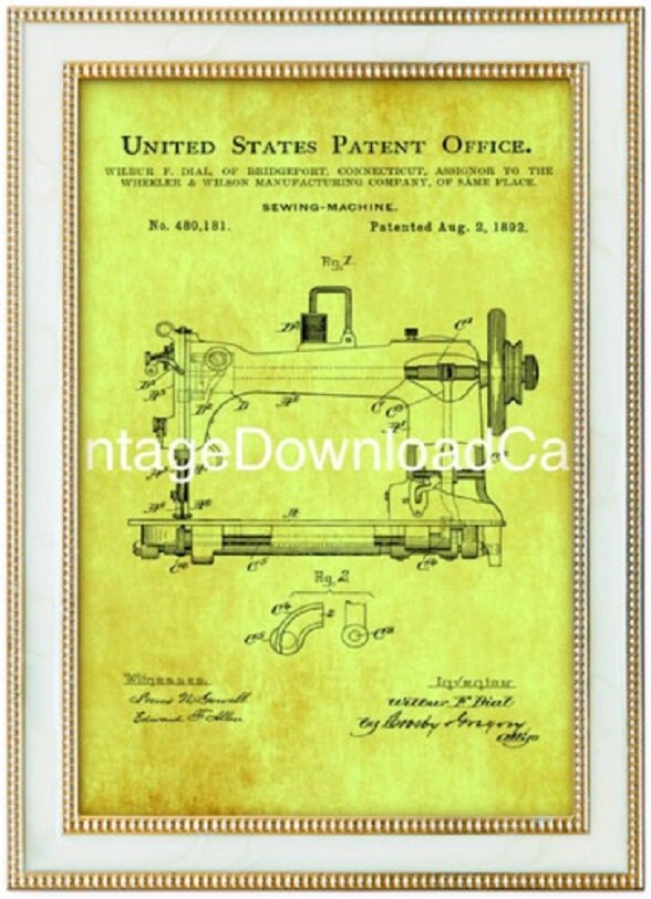 Vintage Sewing Machine Patent Art, Digital Print, Art Print, Home Decor ...