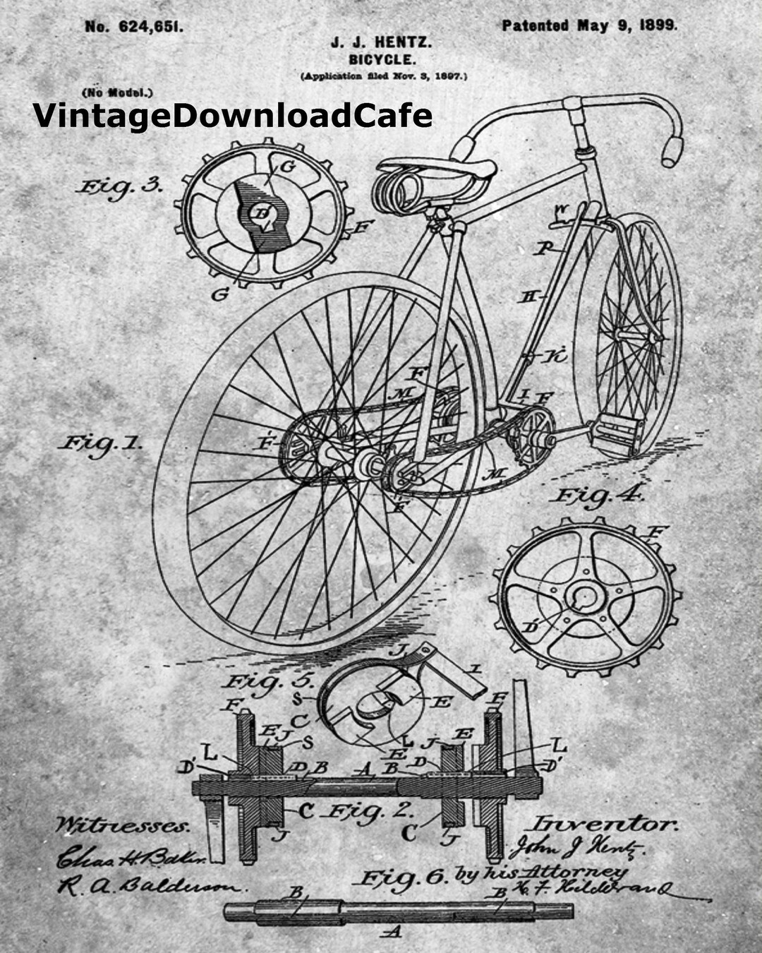 Bicycle 1899 Patent Printable Download, Bicycle Wall Art, Vintage Bike ...