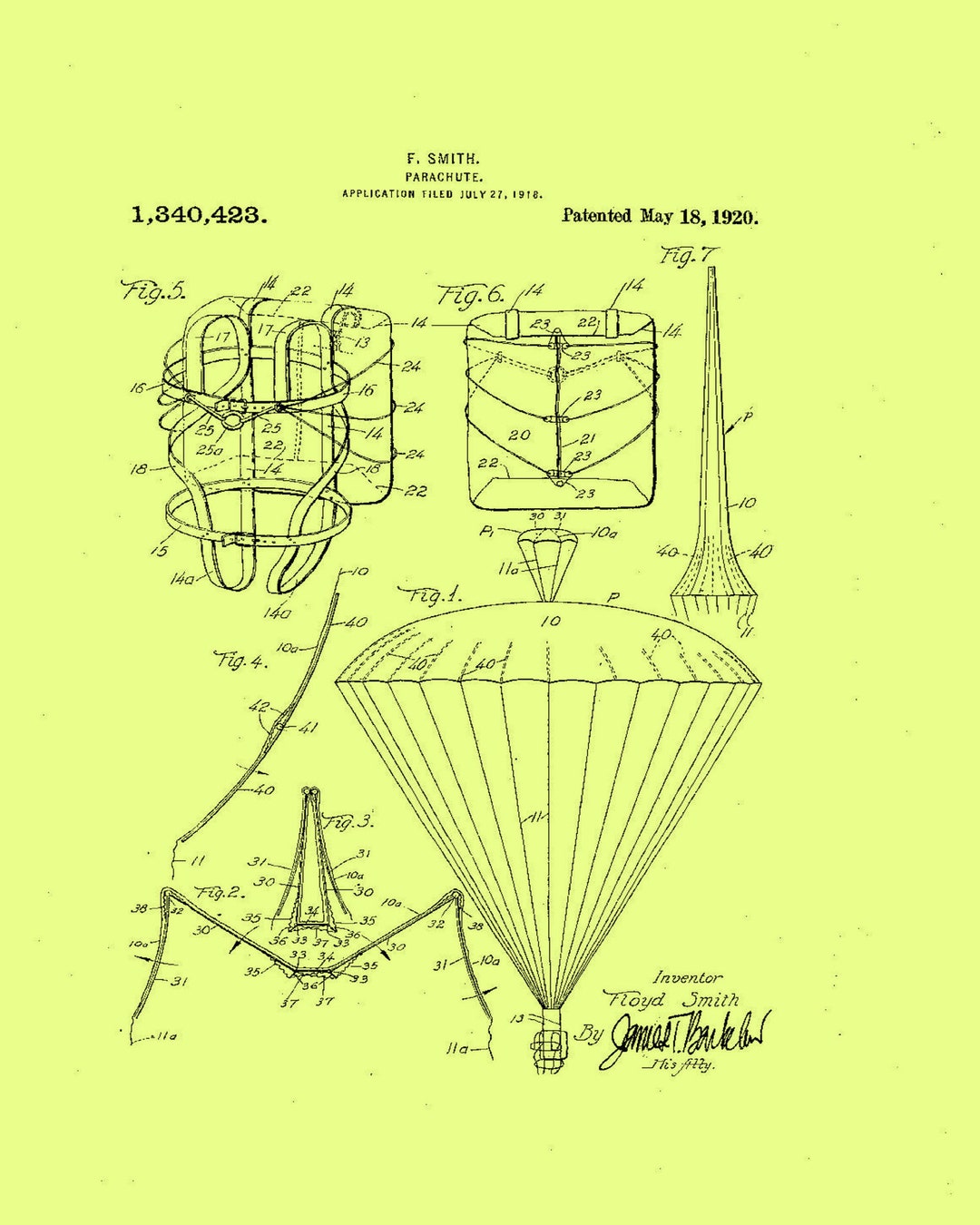 Sky Diving Parachute Patent,printable Patent,vintage Poster,vintage Art ...