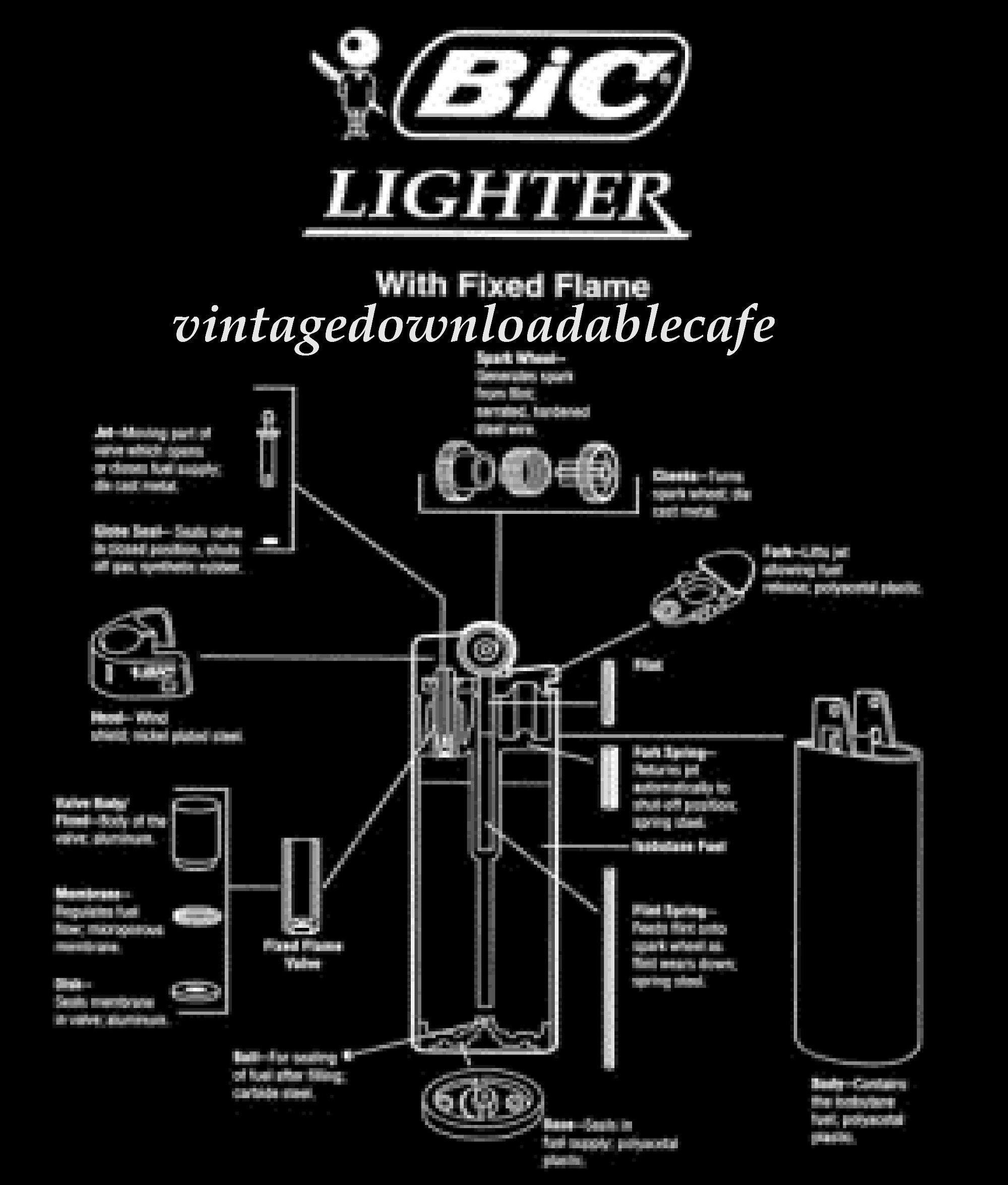 Bicblueprint With Fixed Flame,bic Lighter Art Poster,retro Blueprint ...