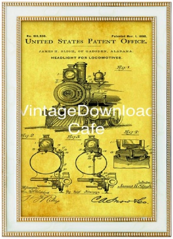 1898 Headlight for Locomotive Steam Engine,steam Engine Print,steam ...