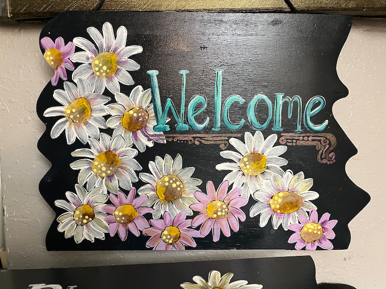 Choose Joy Wood Hand Painted Sign Hand Painted Art WELCOME Sign With ...
