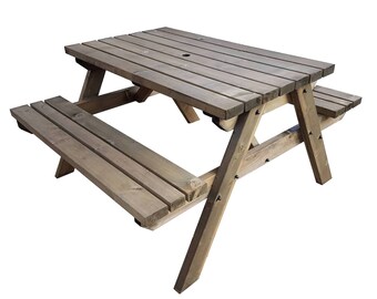 Wooden Pub Style Bench Traditional Garden Picnic Table and | Etsy