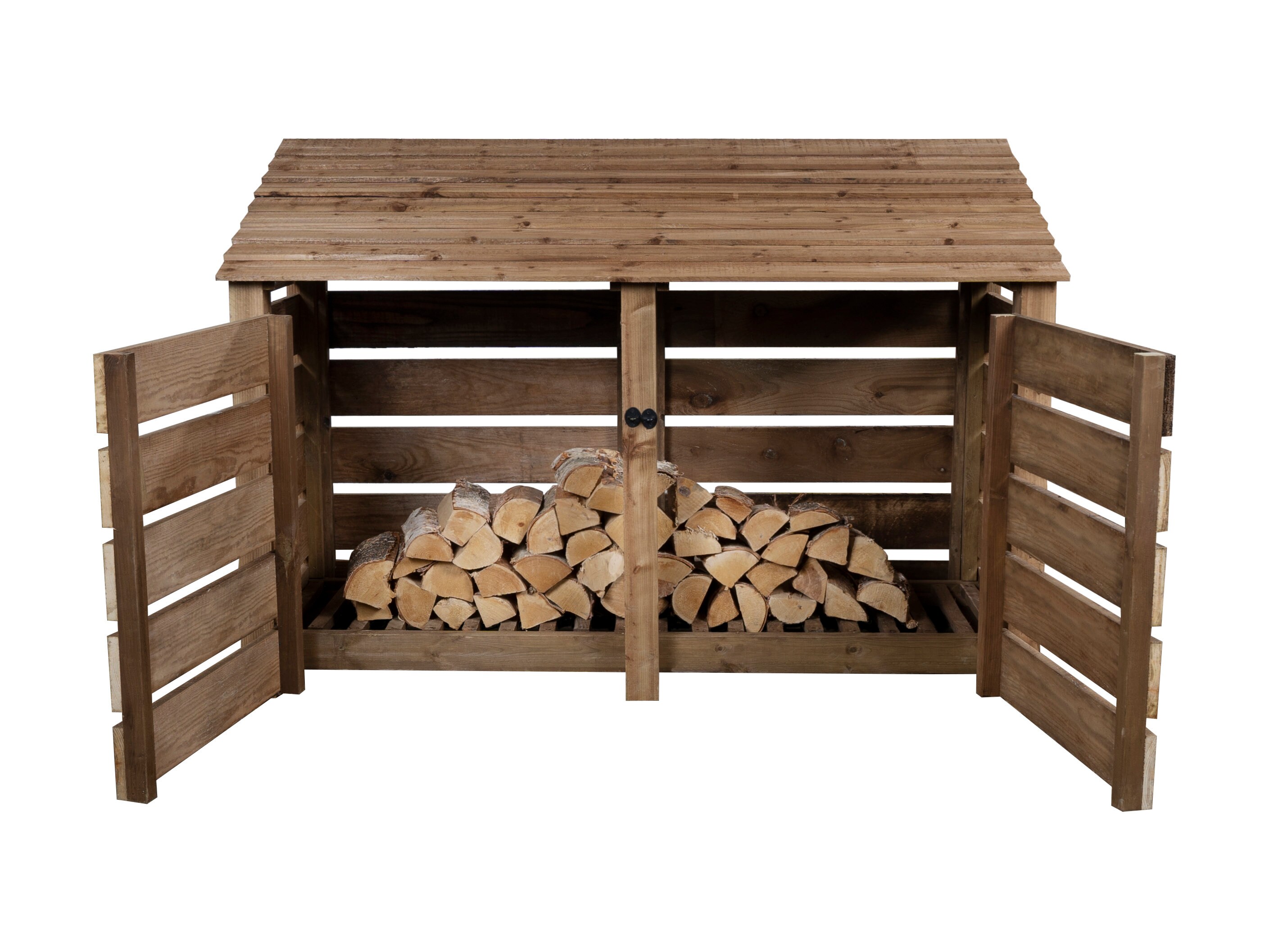 Wooden Log Store 4ft Slatted Firewood Storage Double Bay With - Etsy UK