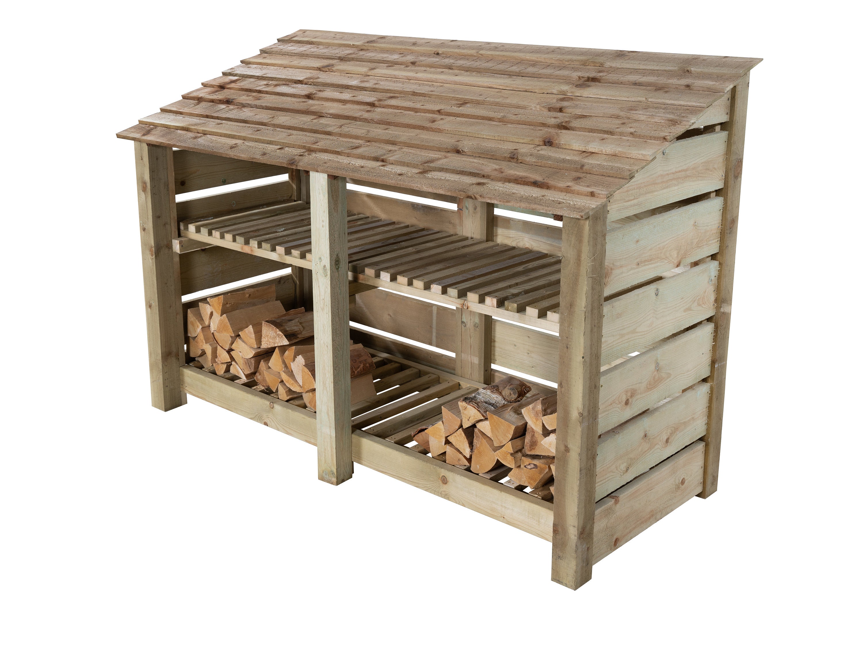 Wooden Log Store 4ft Slatted Firewood Storage Double Bay - Etsy UK
