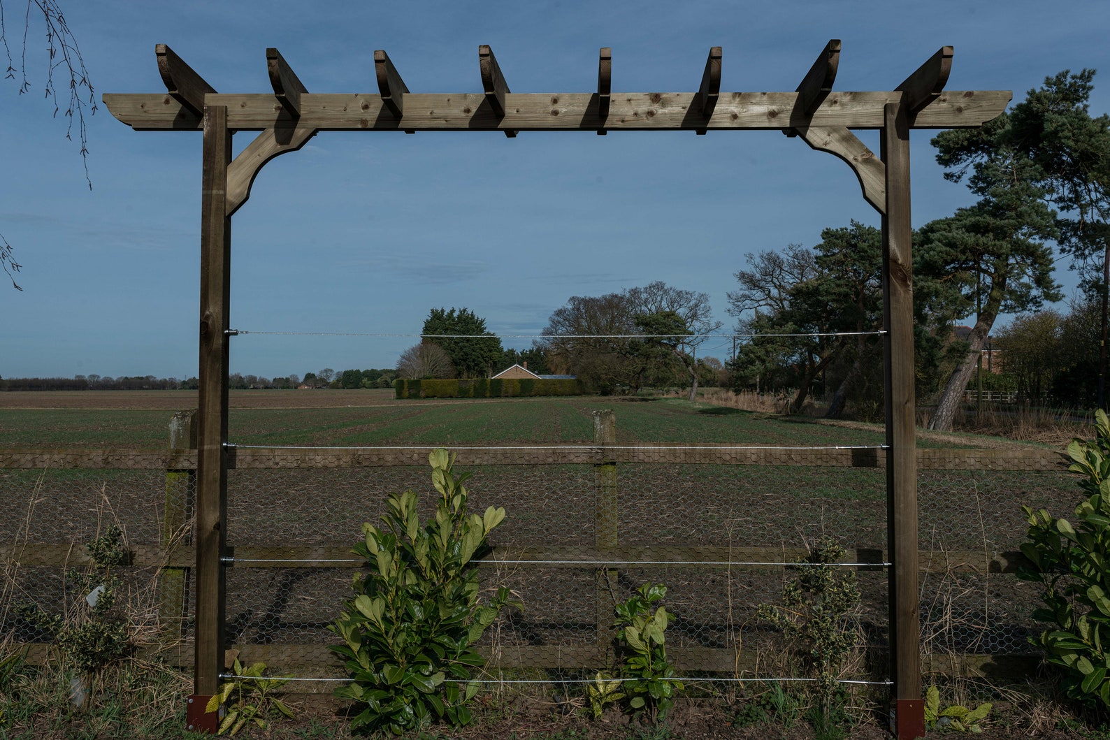 Wooden Corbel Single Beam Pergola, Plant Climbing Arbour - Sculpted ...