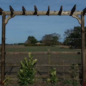 Wooden Corbel Single Beam Pergola, Plant Climbing Arbour - Sculpted ...