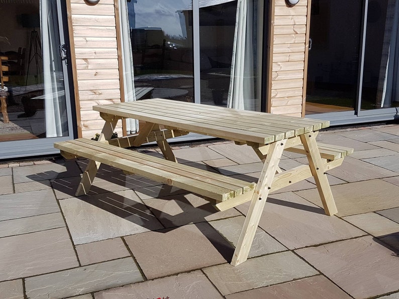 Wooden Pub Style Bench Traditional Garden Picnic Table and - Etsy UK